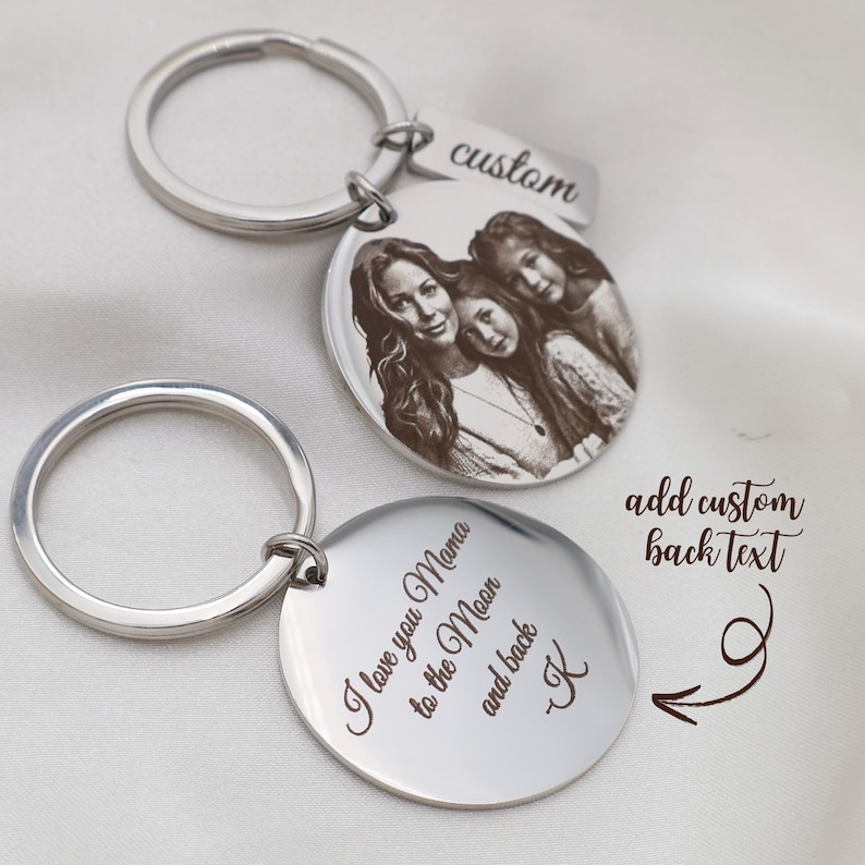 Personalized Photo Engraved Keychain: Stainless Steel Custom Portrait ...