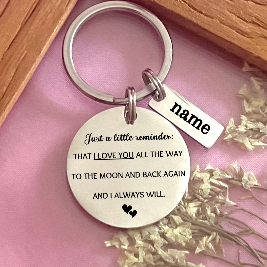 Personalized Love to the Moon and Back Stainless Steel Keychain - Etsy