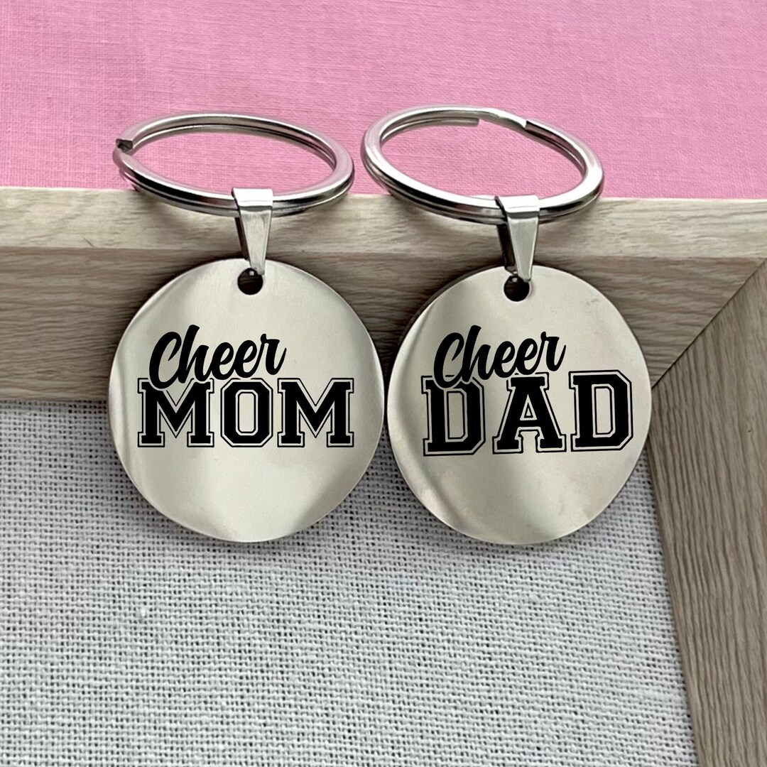 Cheer Mom/dad Keychain: Personalized Stainless Steel Gift - Etsy