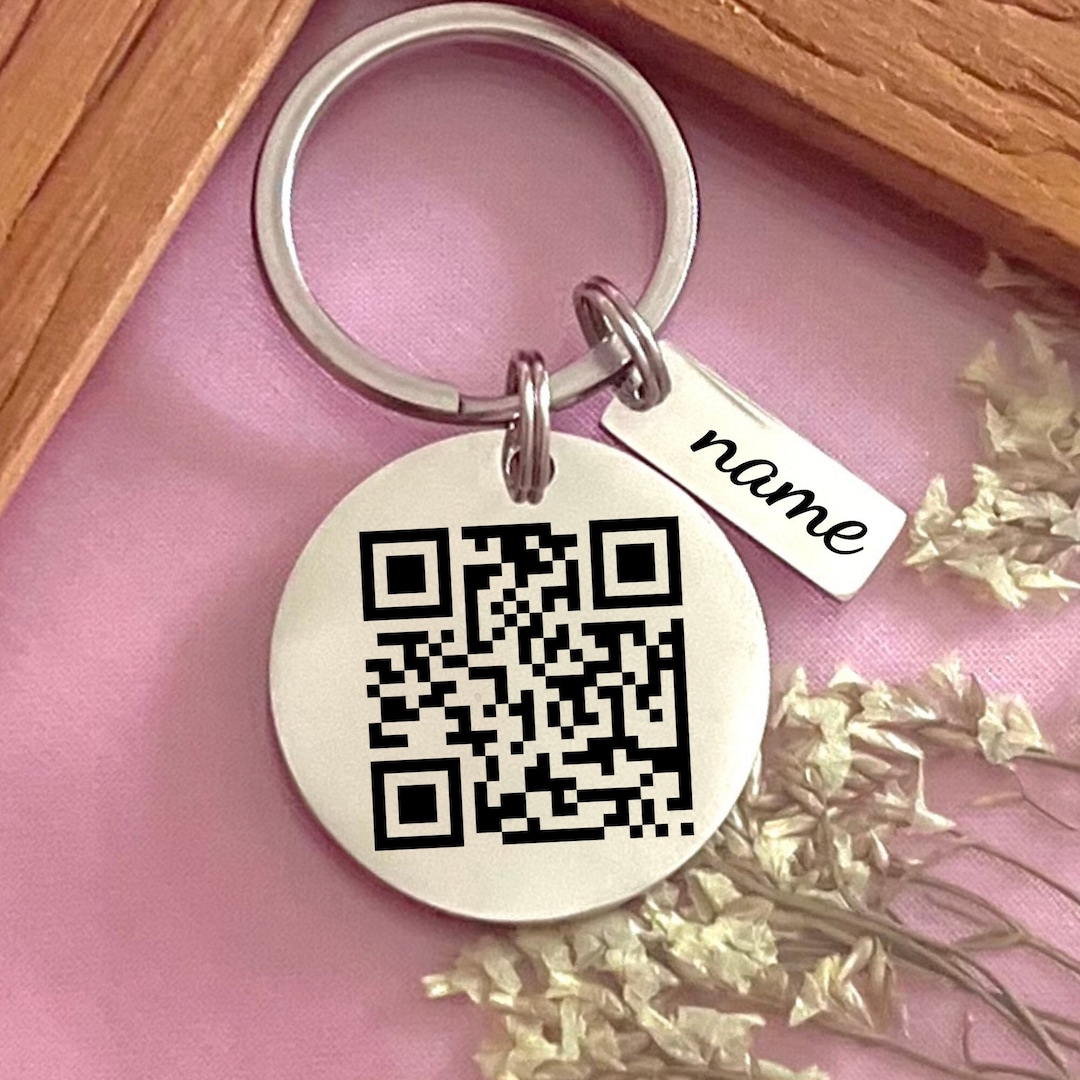 Personalized Qr Code Stainless Steel Keychain Custom Music Code Keychain Custom Interactive