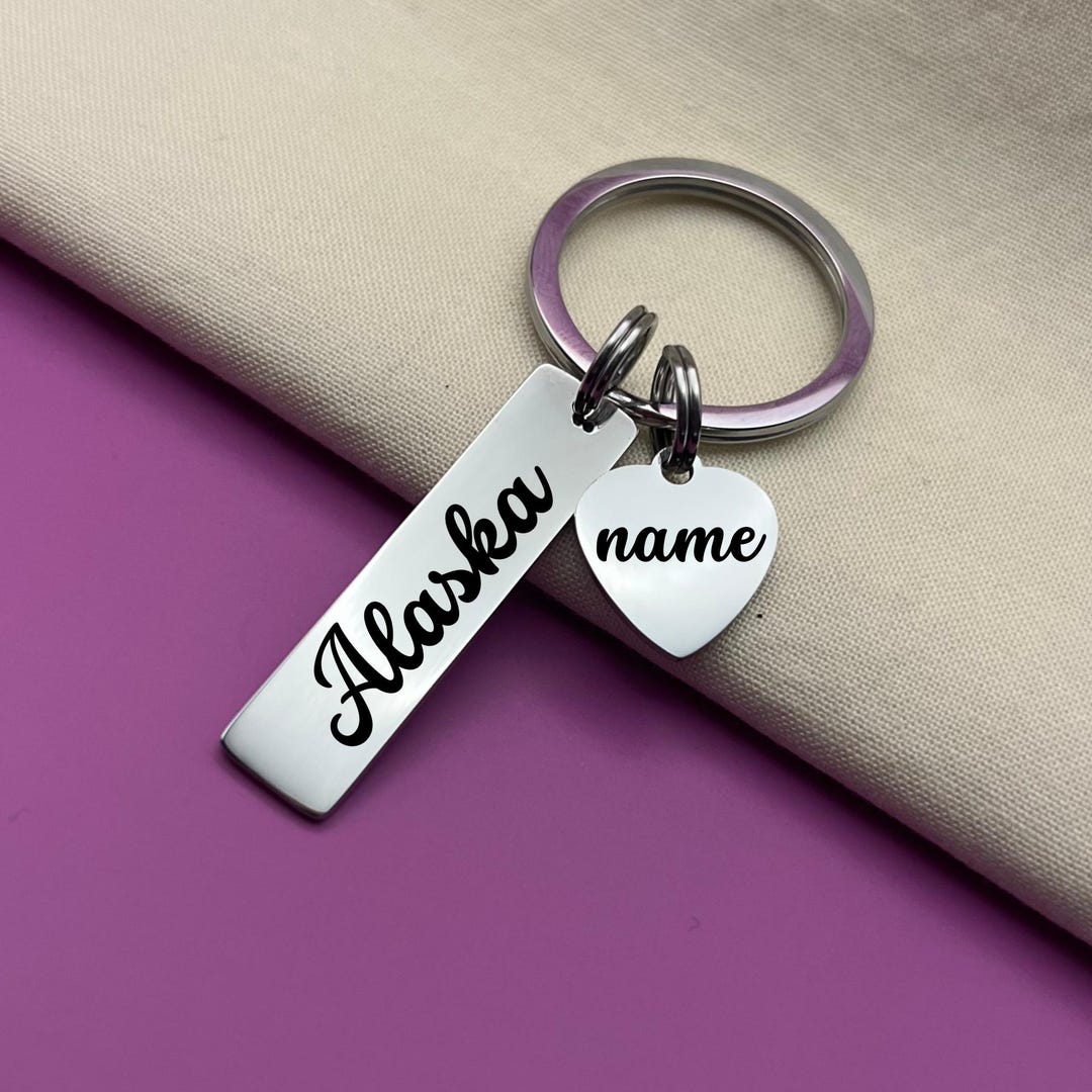 Personalized Alaska Love Stainless Steel Keychain - Custom Alaska ...