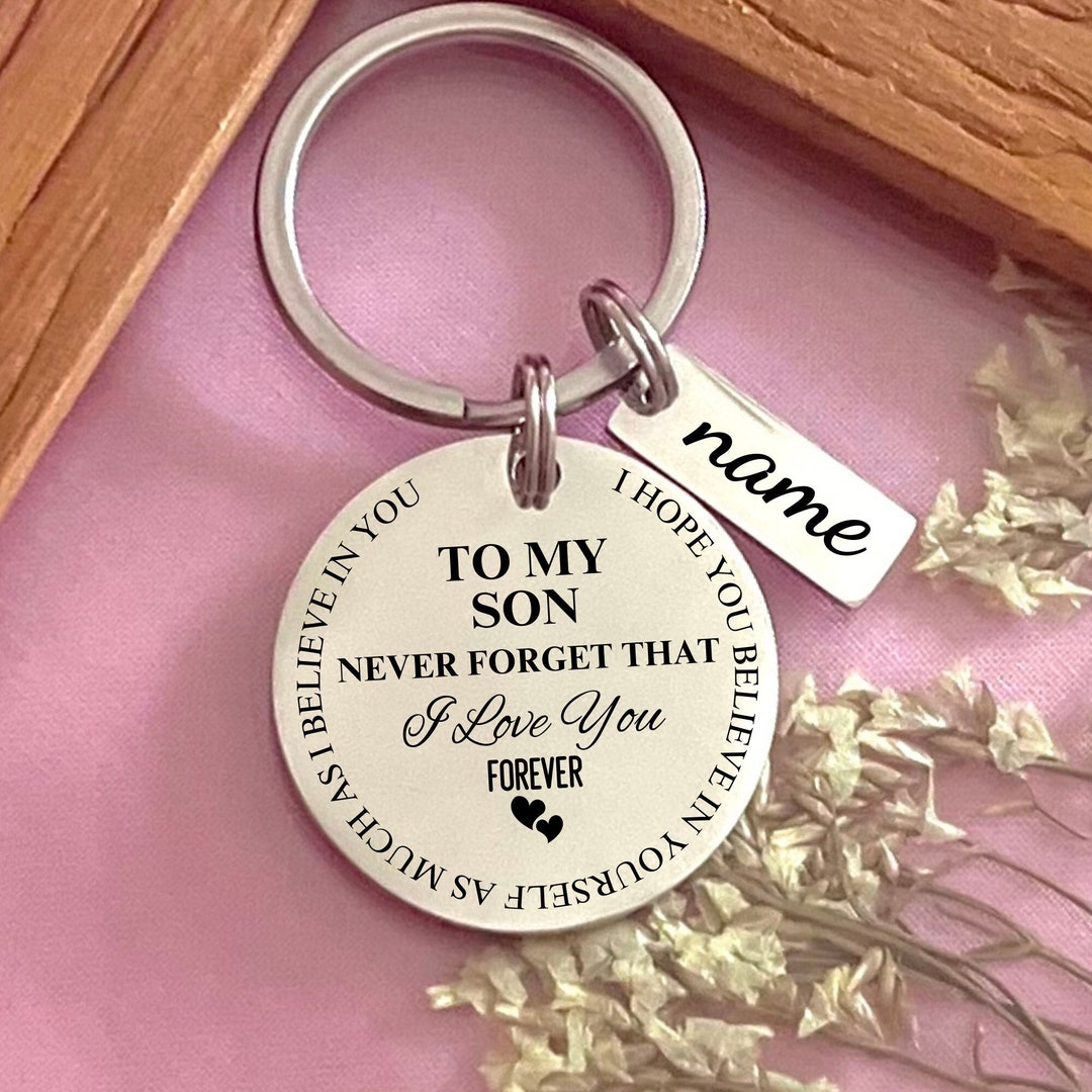 Personalized Son Keychain: Engraved Stainless Steel, 'I Love You' Gift ...