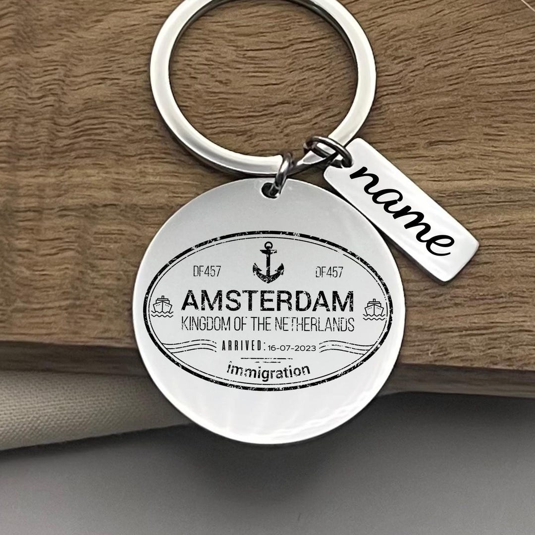 Personalized Amsterdam Passport Stamp Stainless Steel Keychain ...