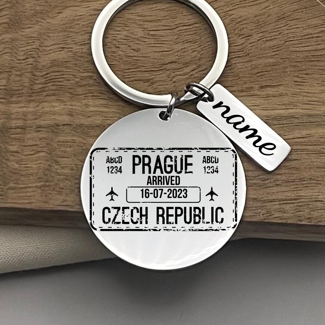 Personalized Prague Passport Stamp Stainless Steel Keychain, Prague ...