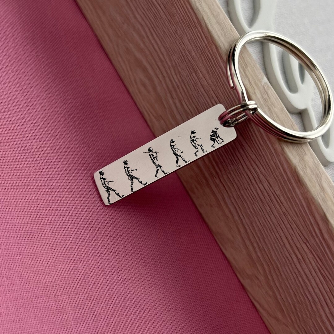 Personalized Reverse Evolution Stainless Steel Keychain: Science Gift ...