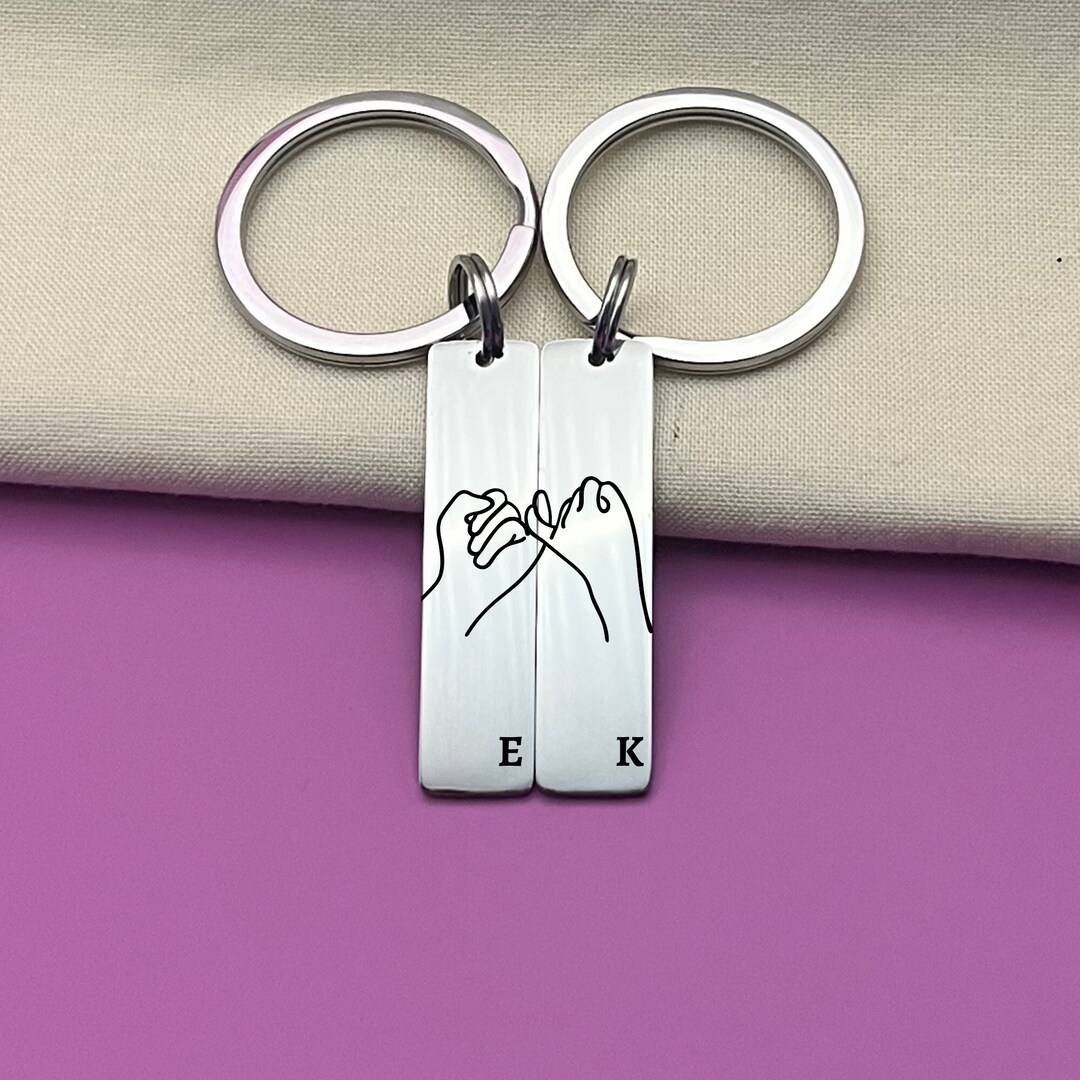 Personalized Pinky Promise Keychain Set: Stainless Steel Friendship ...