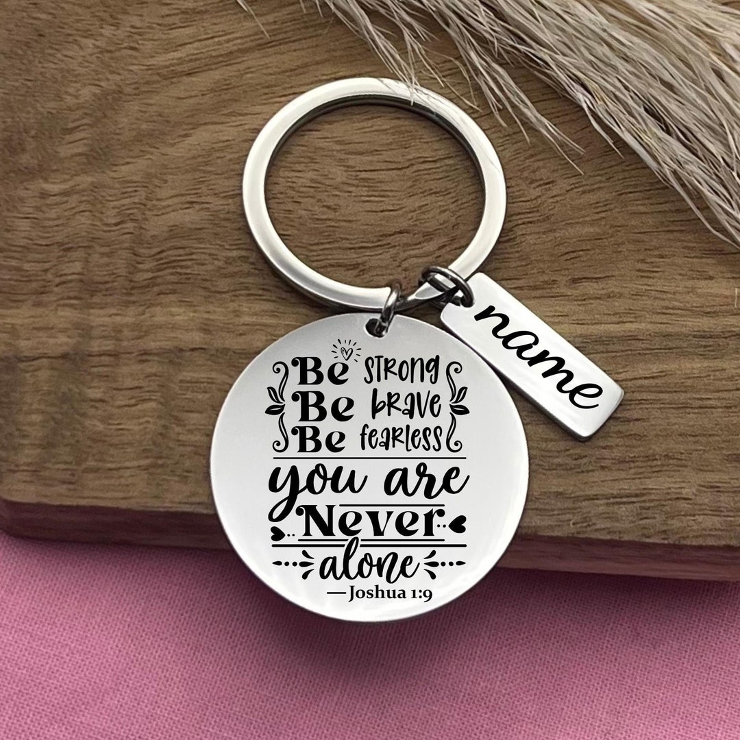 Personalized Stainless Steel Keychain: 'never Alone' Faith Keyring - Etsy
