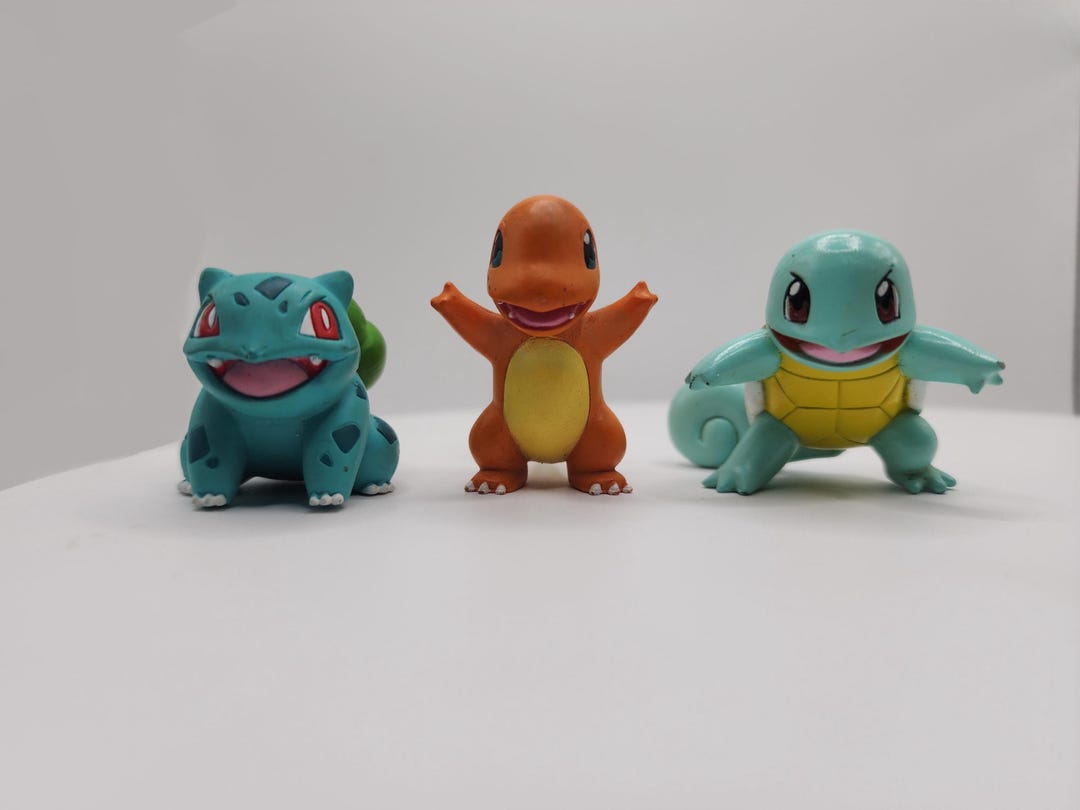 Pokemon Tomy Figures Gen 1 Starters Bulbasaur Charmander Squirtle Pack ...