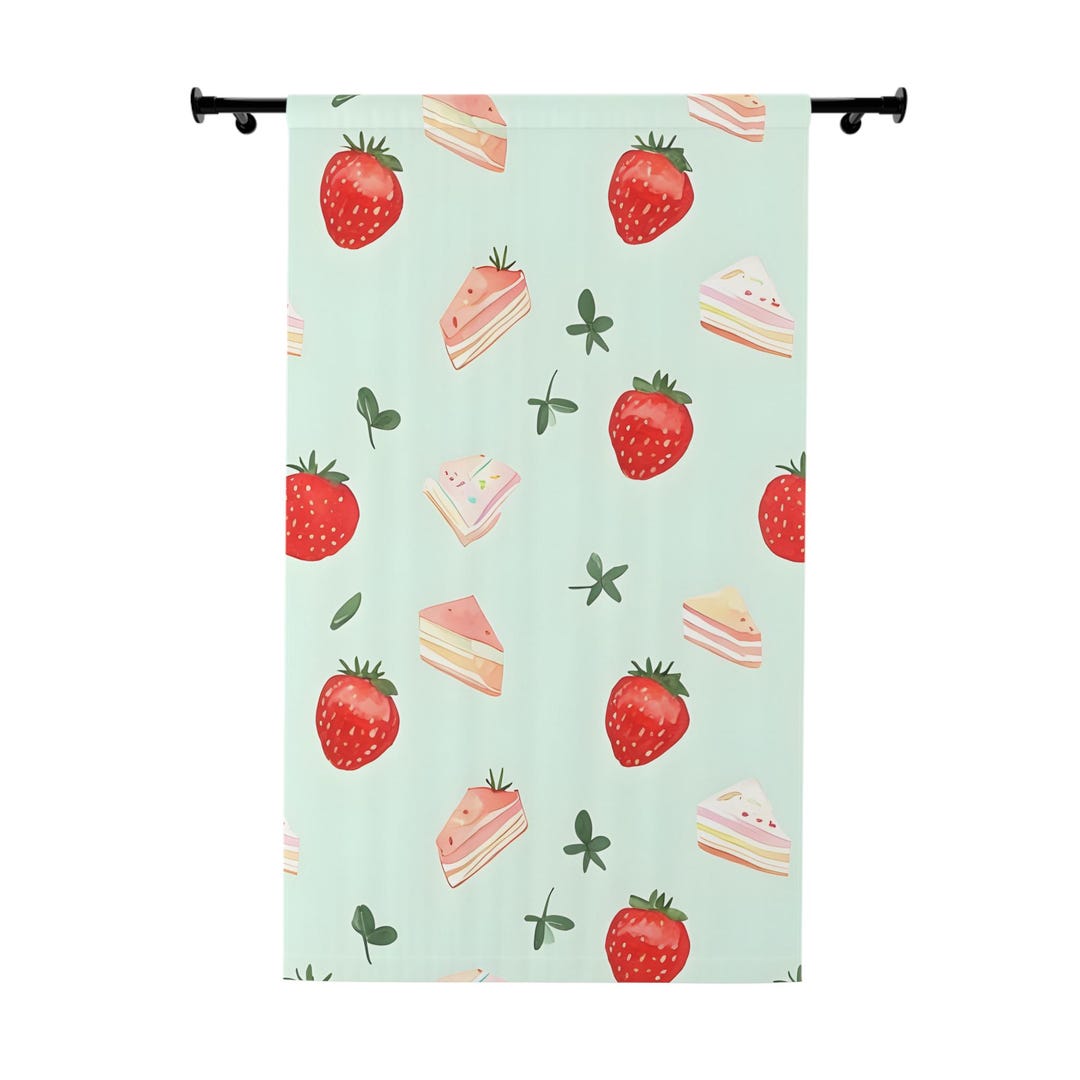 Strawberry Shortcake Curtains, Kitchen Bedroom Nursery Decor, Berry ...