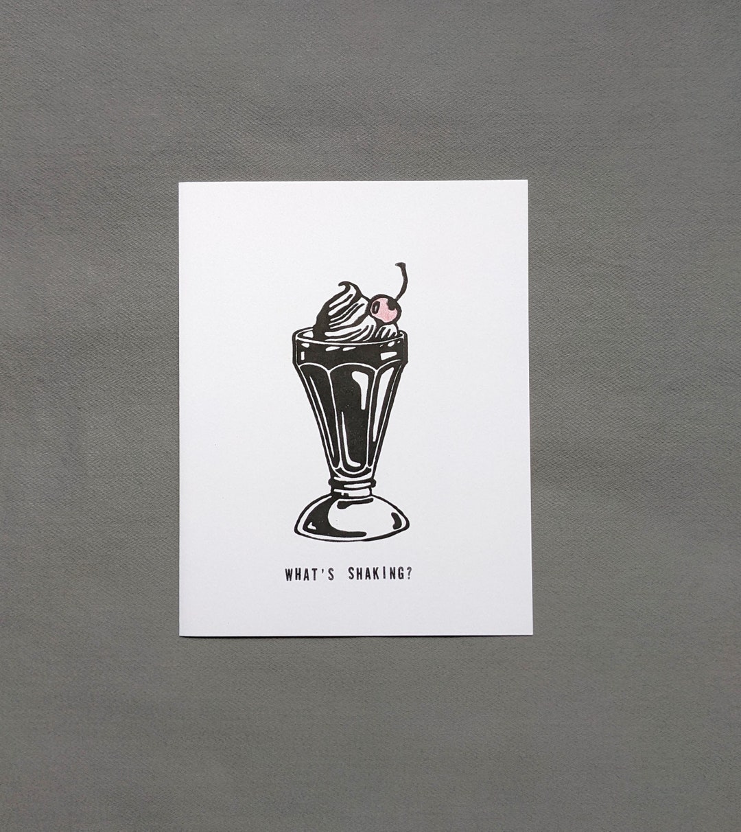 Handprinted Milkshake "what's Shaking?" Note Card - Etsy