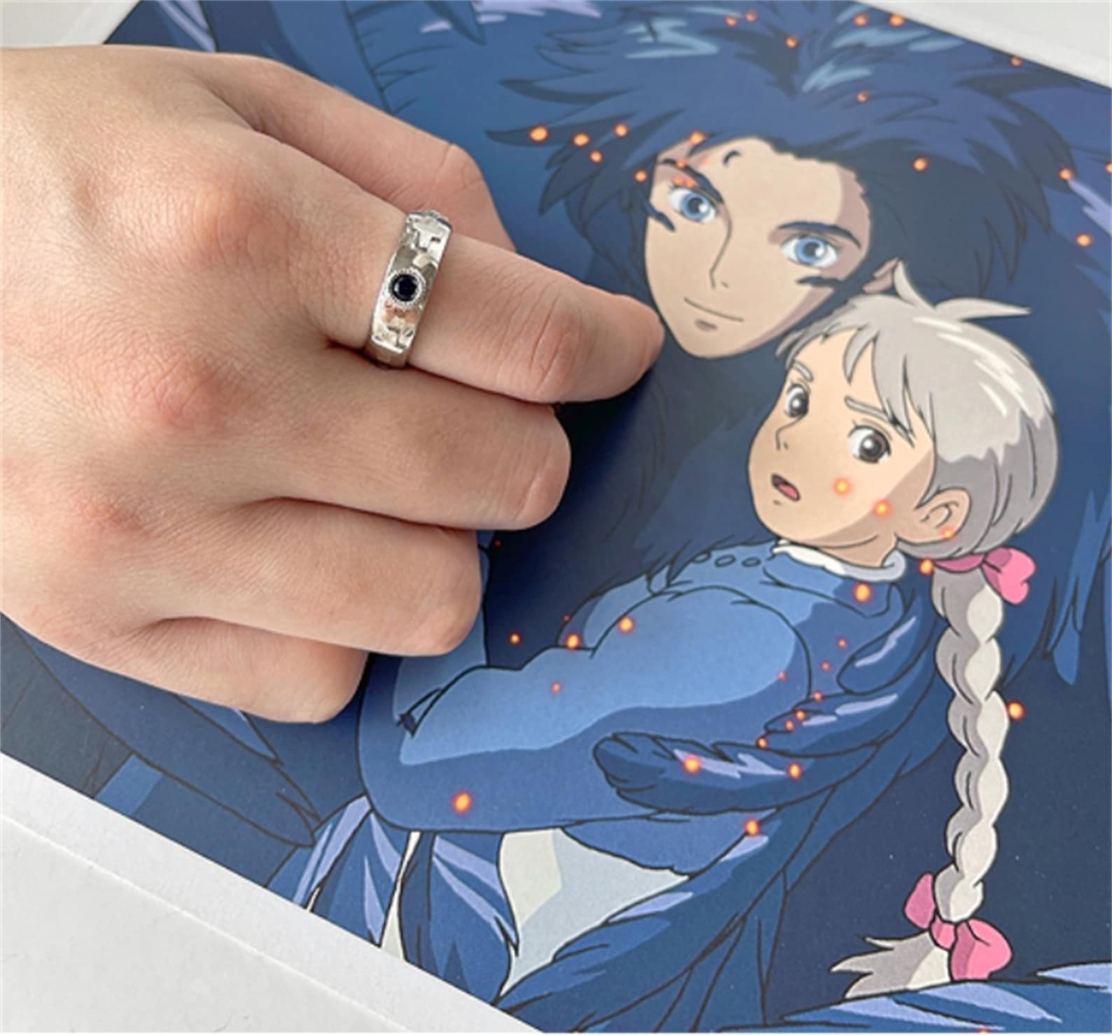 Howl's Moving Castle Ring Ruby Sapphire Ring Calcifer - Etsy