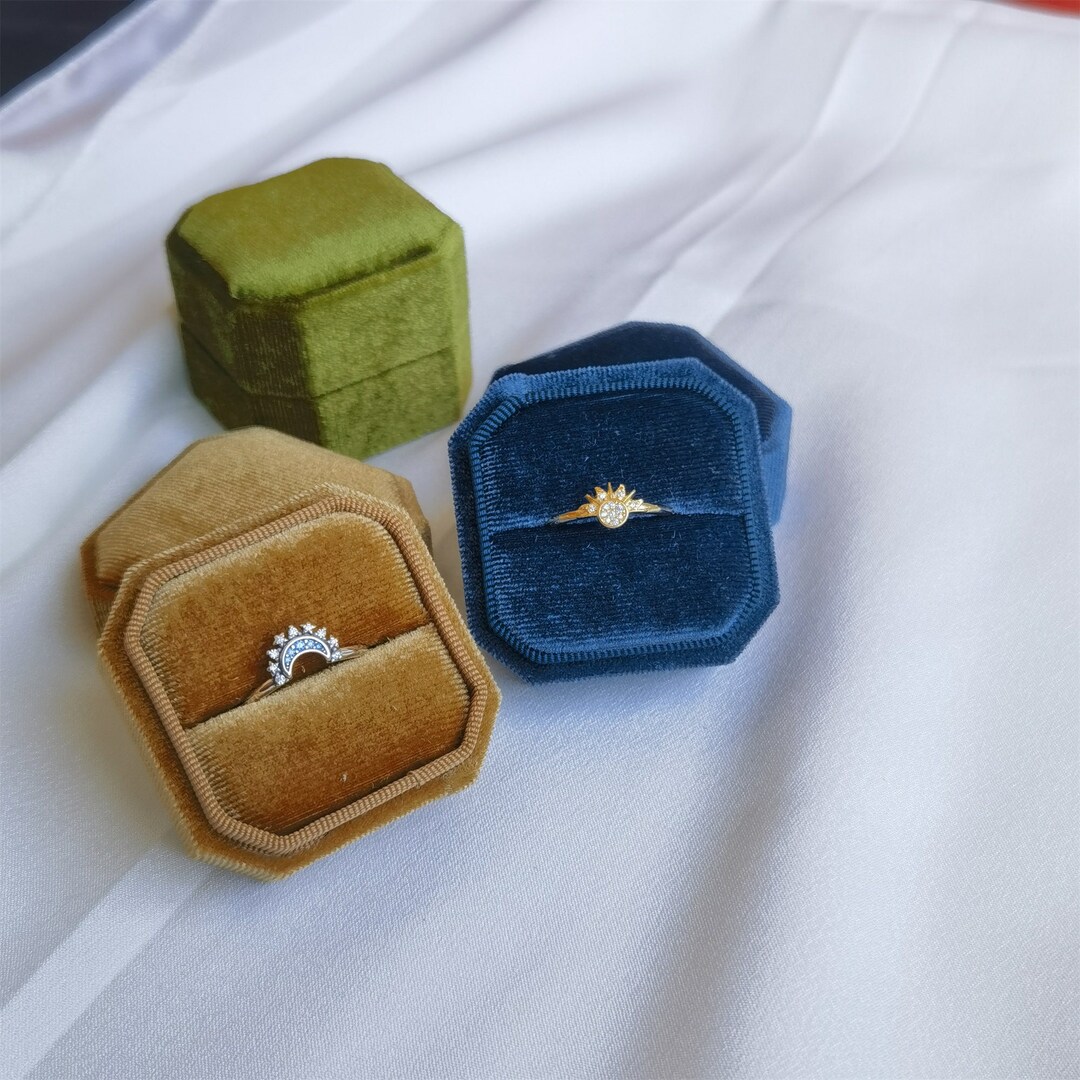 Velvet Ring Box Single Ring Box Engagement Ring Box Three - Etsy