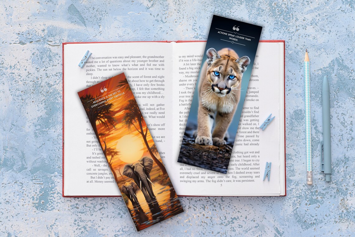 15 Printable Bookmarks Savannah Animals Wildlife | Motivational Quotes ...