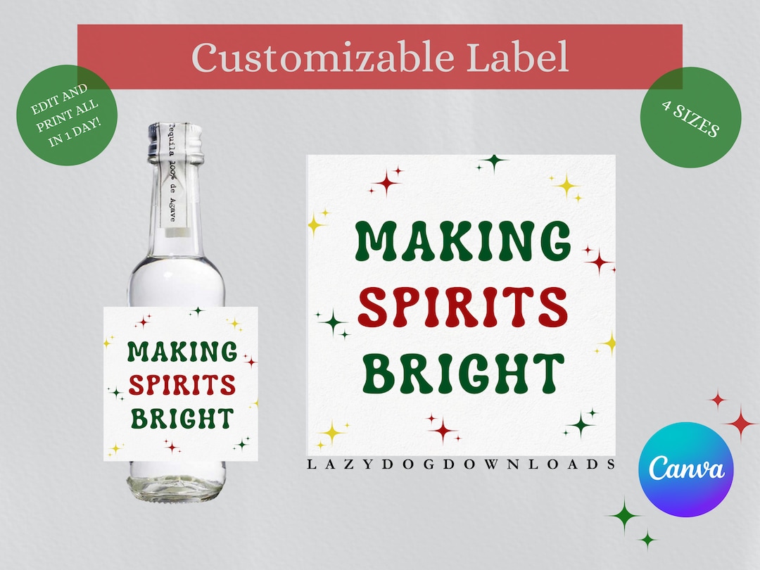 Printable Customizable Christmas Alcohol Liquor Label Christmas Party ...