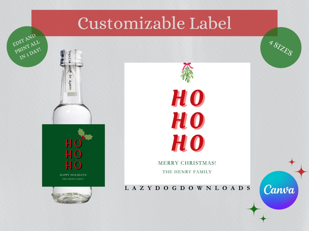 Printable Customizable Christmas Alcohol Liquor Label- Xmas Party ...