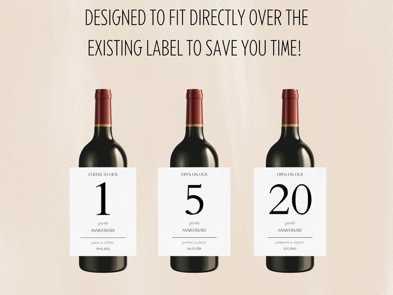 Customizable Anniversary Wine Label Template, Minimalist Design (canva ...