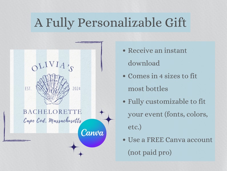 Printable Customizable Coastal Inspired Alcohol Label -canva ...