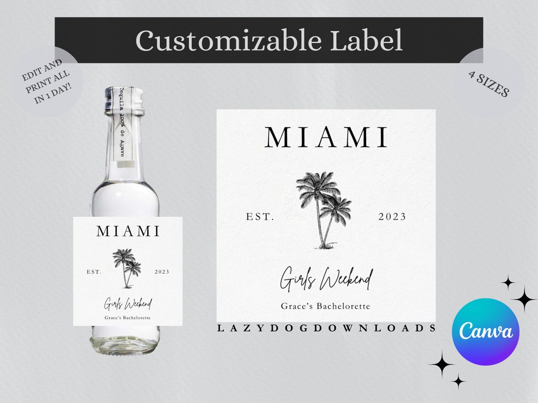 Printable Customizable Alcohol Label -canva/location Bachelorette Party ...