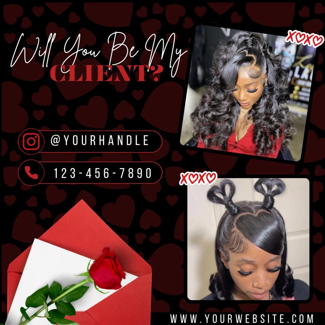 Will You Be My Client Editable Template, Valentines Day Flyer, Hair ...