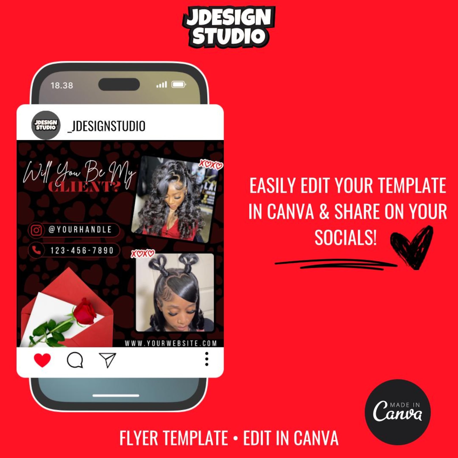 Will You Be My Client Editable Template, Valentines Day Flyer, Hair ...