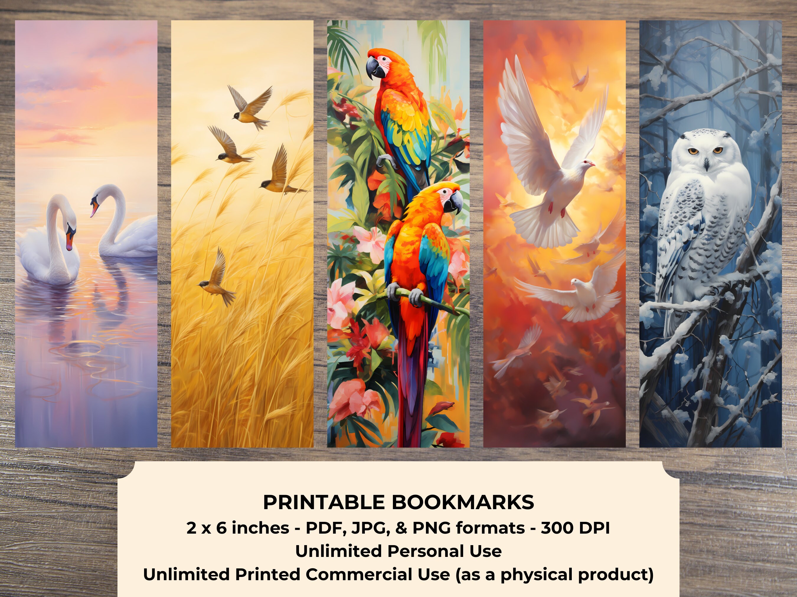 Birds in Nature PRINTABLE Bookmarks High Resolution Digital - Etsy