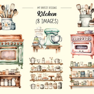 Baking Watercolor Clipart Set - 32 High Resolution Kitchen and Bakery ...