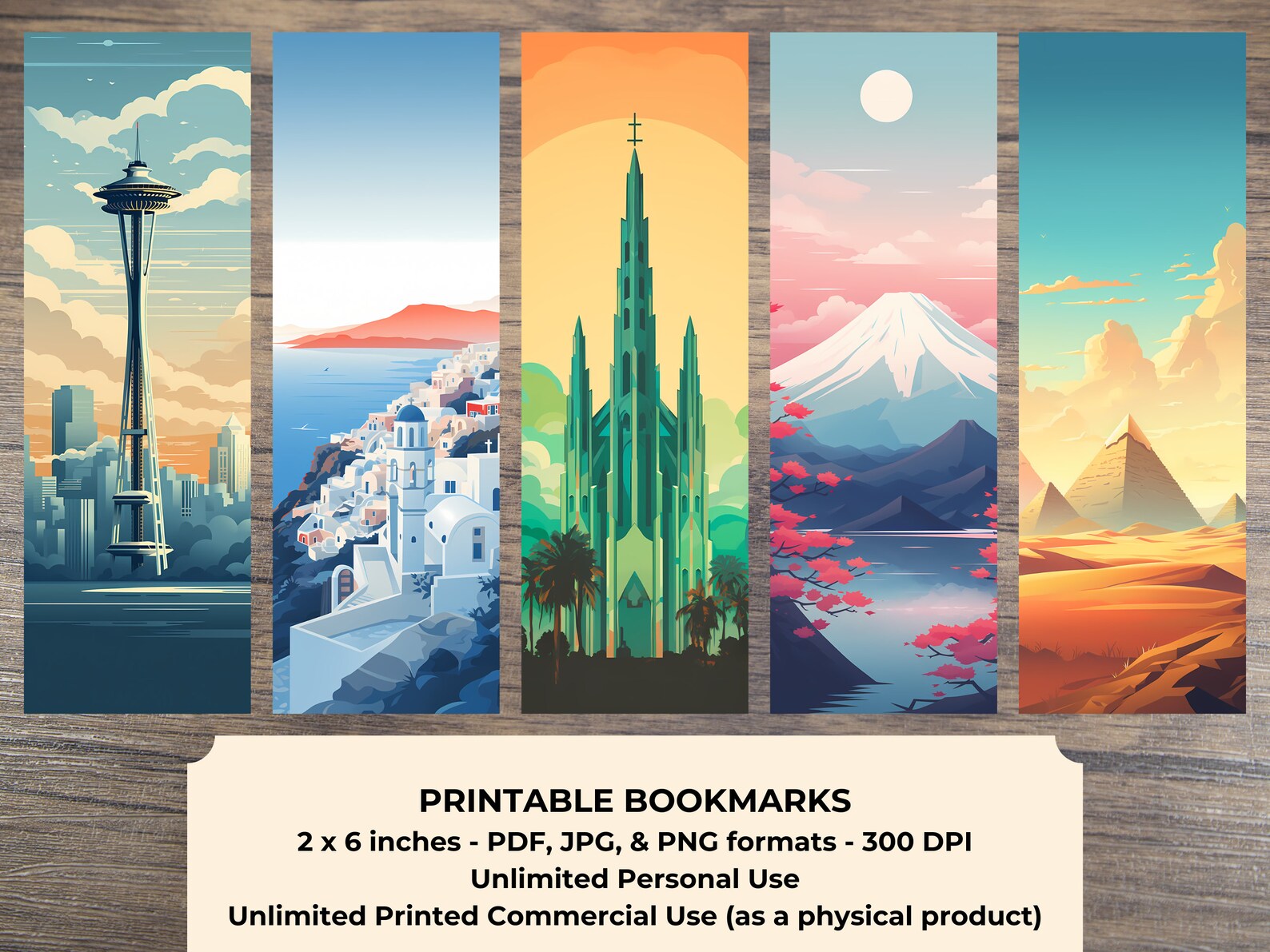 World Travel PRINTABLE Bookmarks, Famous Landmark High Resolution ...