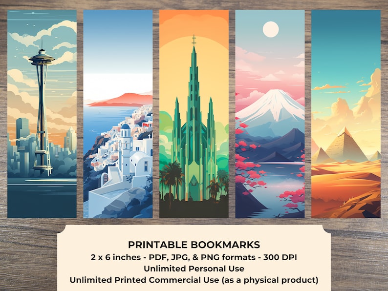 World Travel PRINTABLE Bookmarks, Famous Landmark High Resolution ...