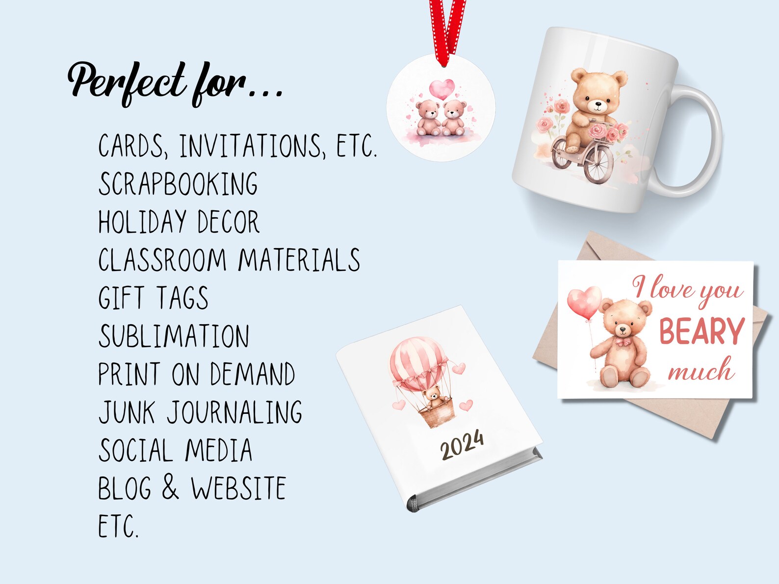 21 Valentine Bears Clipart Set - High Resolution Cute Teddy Bear ...