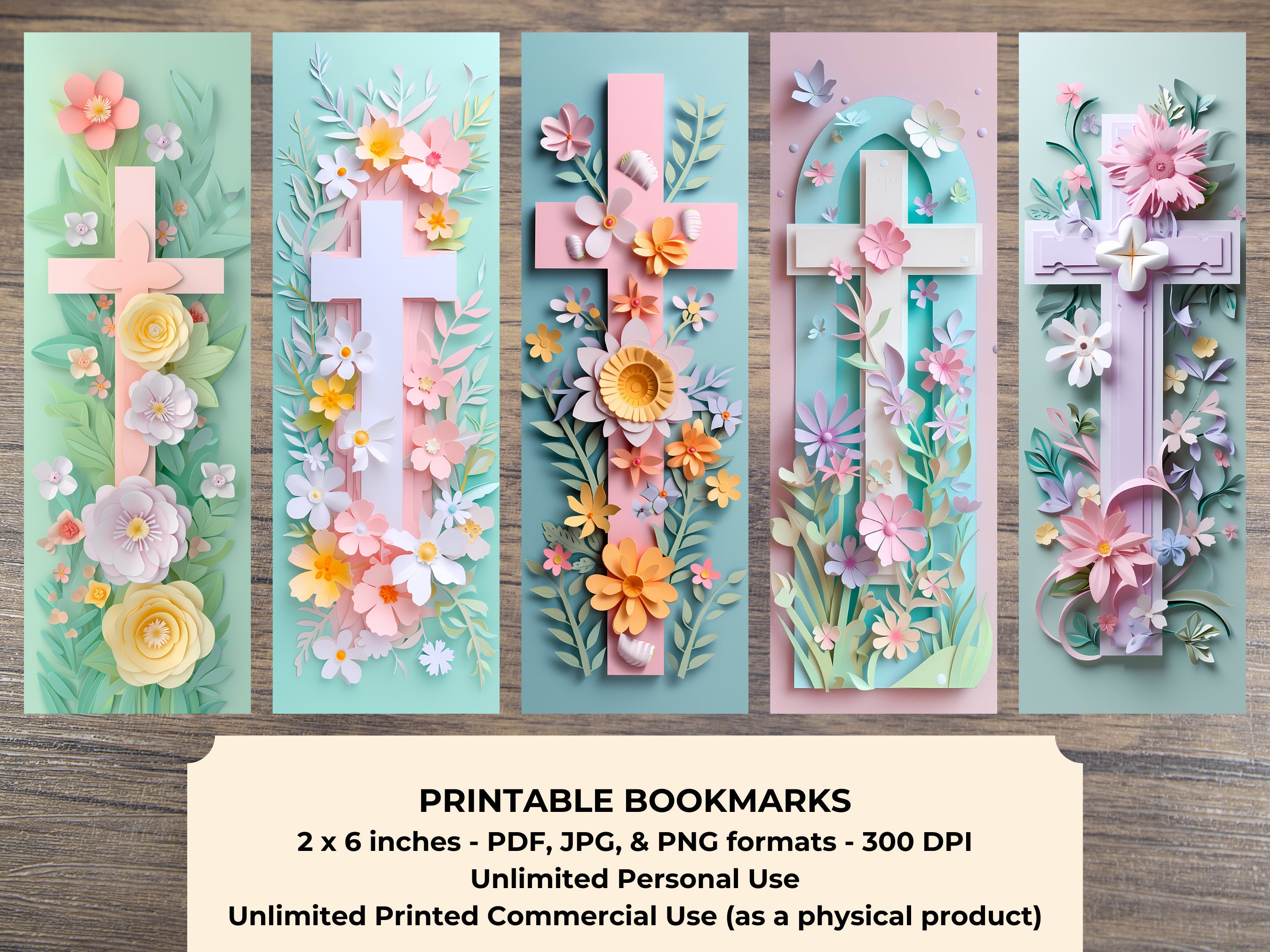 3D Easter Crosses PRINTABLE Bookmarks, Christian Crucifix High ...
