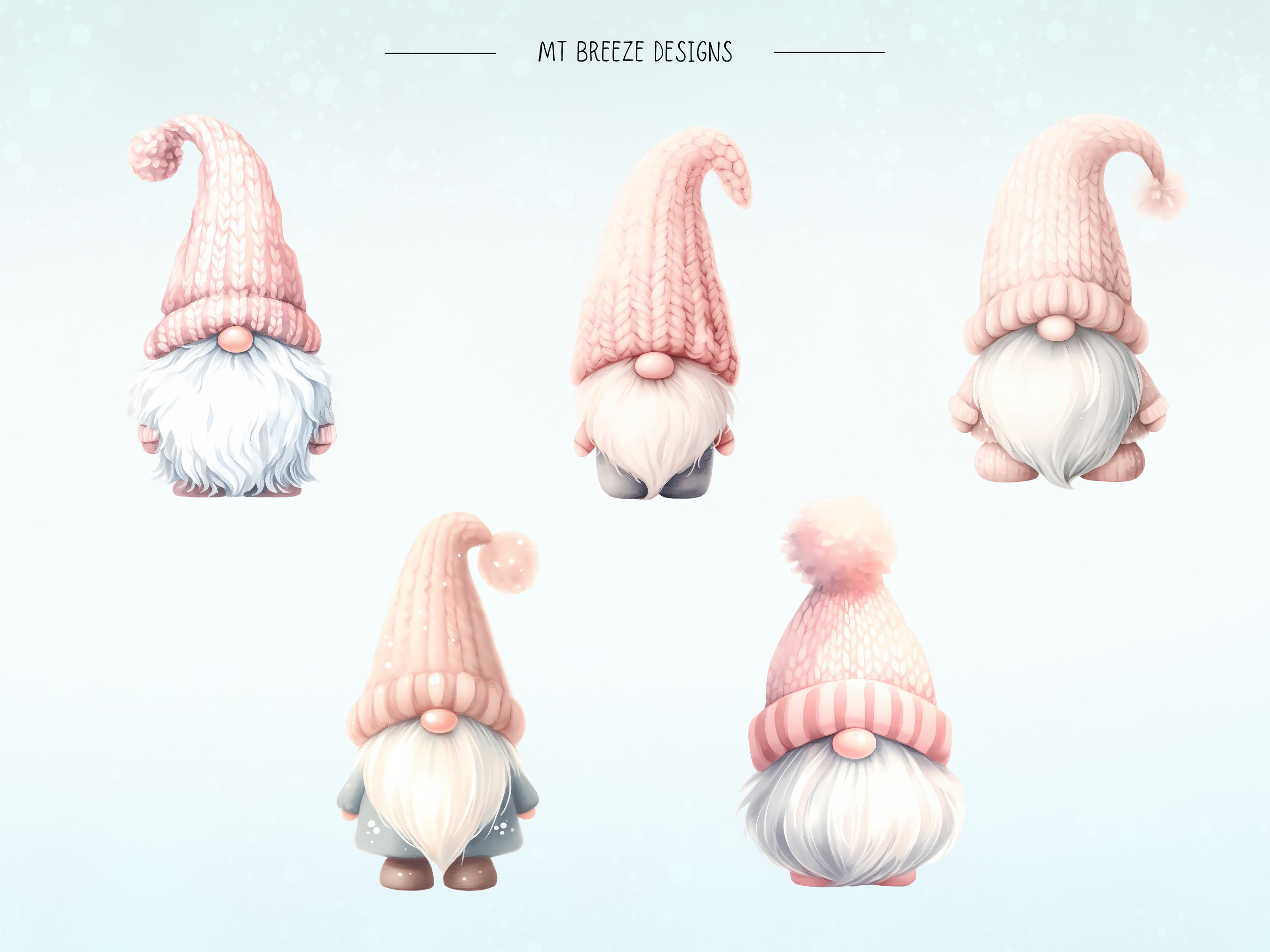 17 Pink Christmas Gnomes Clipart Set - High Resolution Pink Xmas Gnome ...