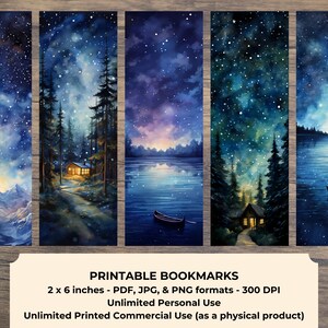 25 Starry Night Sky PRINTABLE Bookmarks, Digital Download Celestial ...