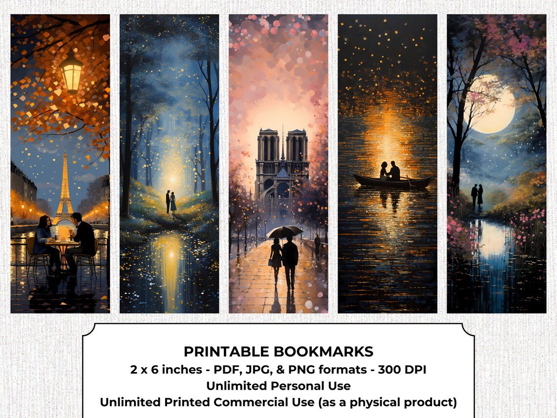 20 Romantic Dates PRINTABLE Bookmarks, High Resolution Digital Download ...