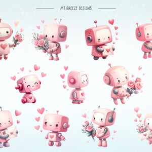 50 Valentine Robot Clipart Set - Robot Hearts and Love Clip Art PNG ...