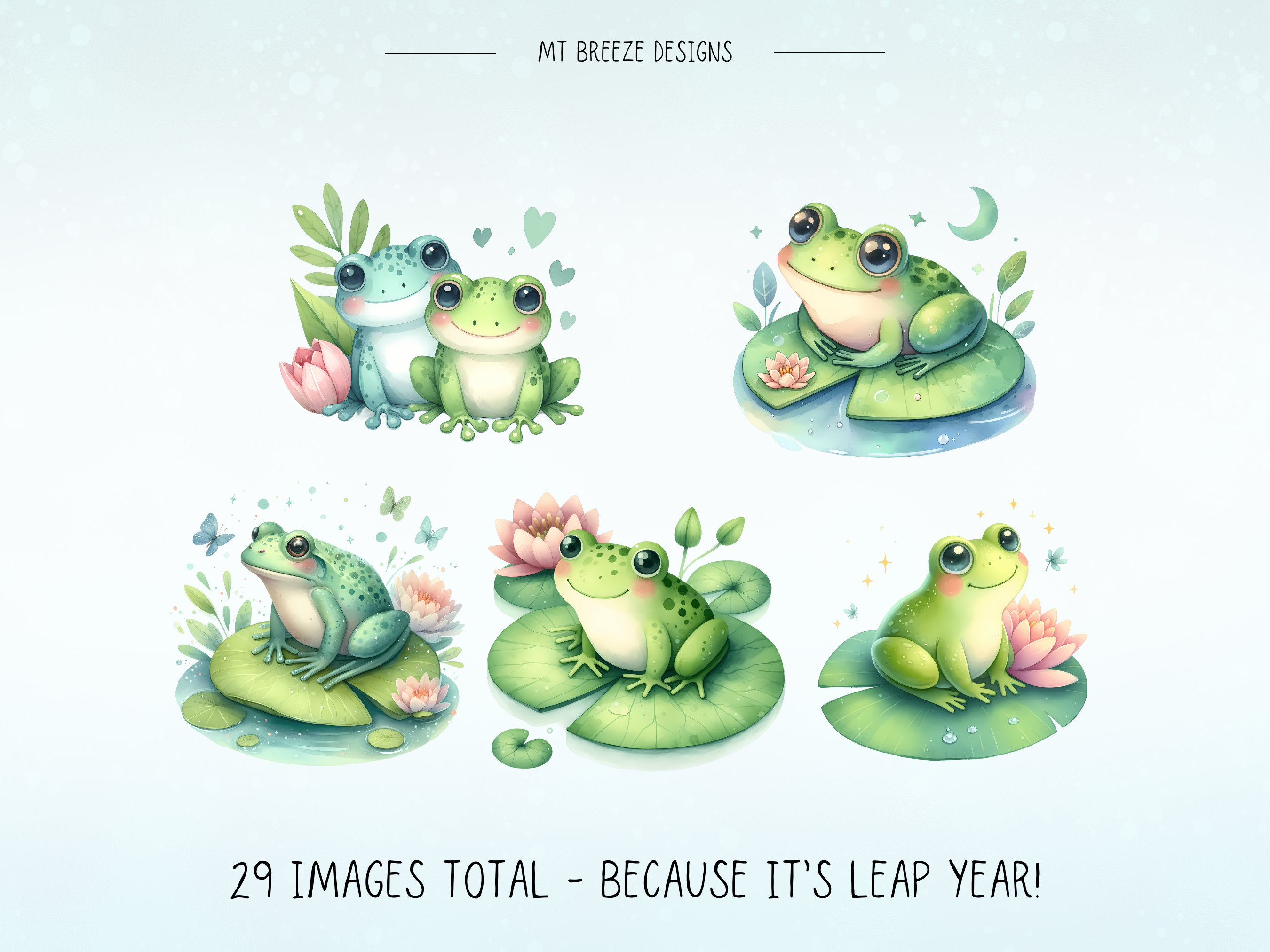 29 Leap Year Clipart Set Leap Day Frog Clip Art PNG Files for Birthday ...
