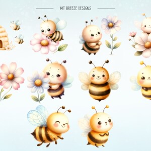 32 Bees Clipart Set - Cute Bee Hive and Honey Comb Clip Art PNG Files ...