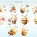 32 Bees Clipart Set - Cute Bee Hive and Honey Comb Clip Art PNG Files ...