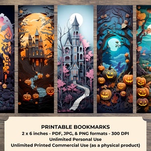 3D Halloween PRINTABLE Bookmarks, High Resolution Digital Download ...