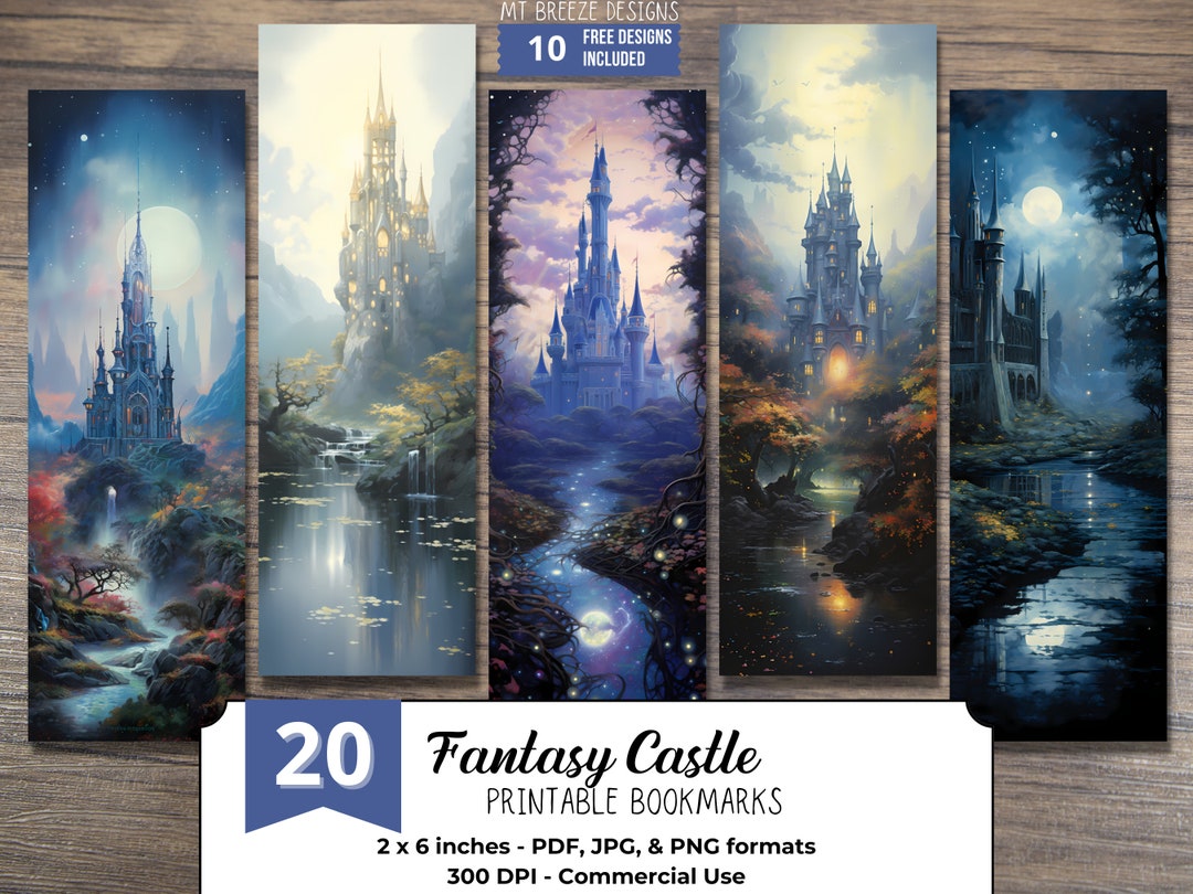 20 Fantasy Castle PRINTABLE Bookmarks, High Resolution Digital Download ...