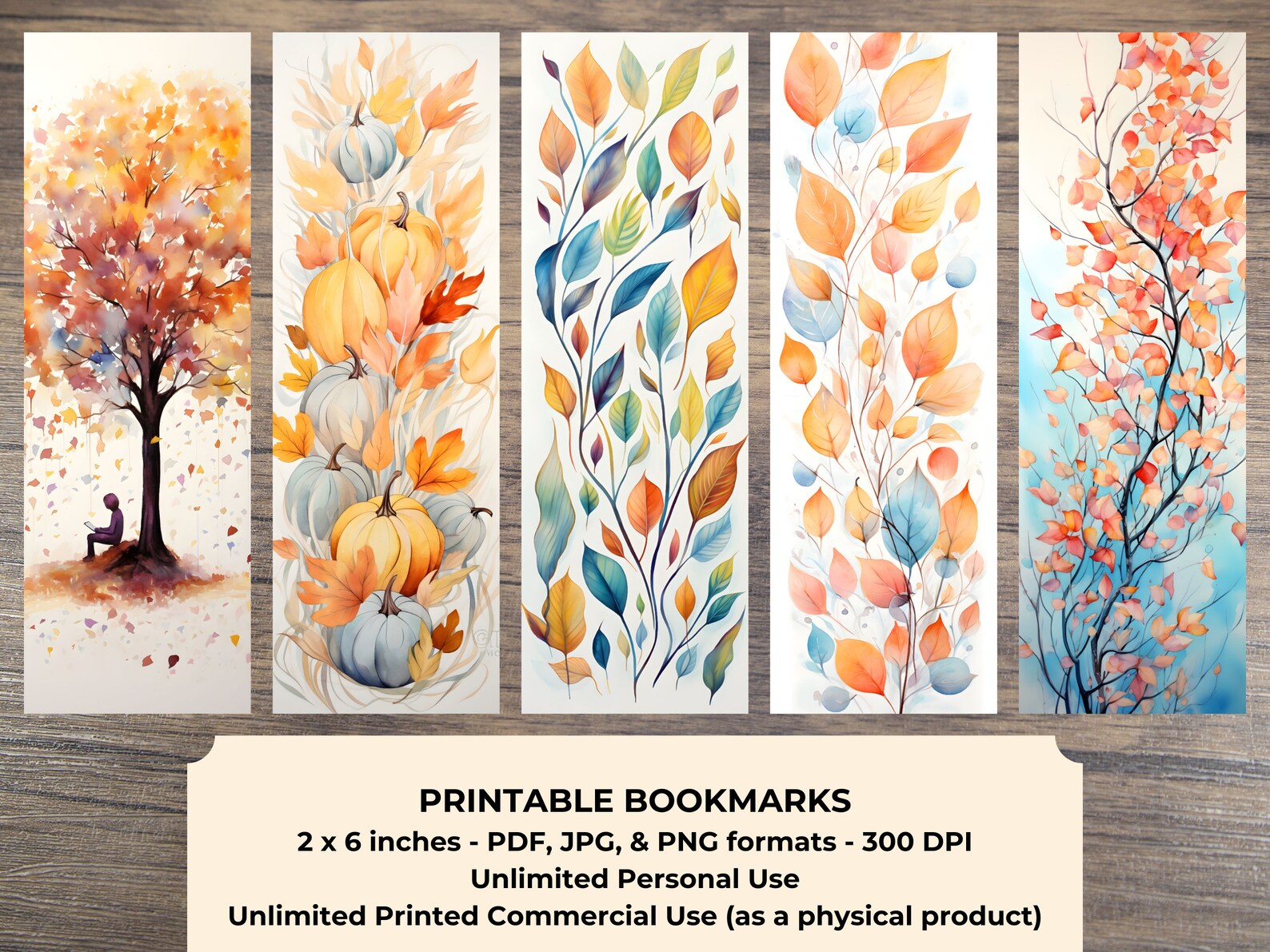 20 Fall Leaves PRINTABLE Bookmarks High Resolution Digital - Etsy