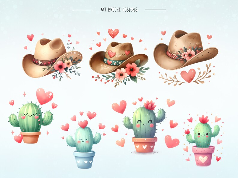 33 Cowboy Valentine Clipart Set High Resolution Western Cowgirl Clip ...