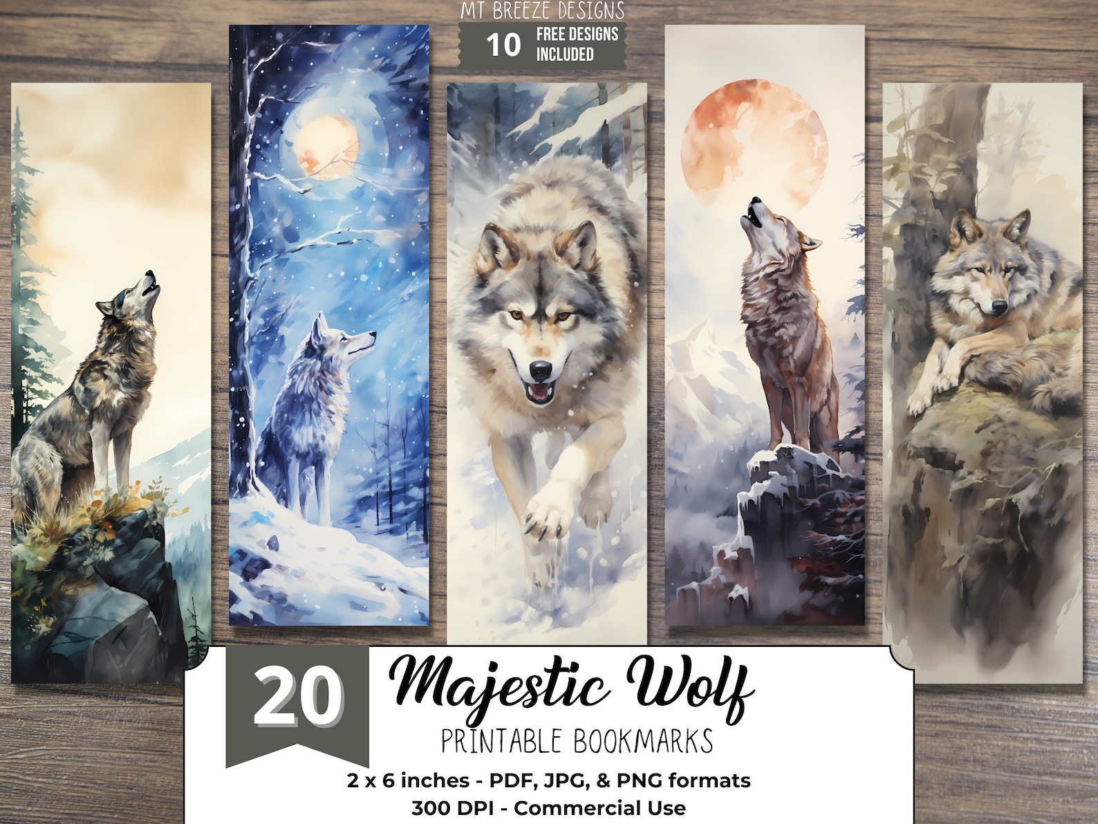 20 Majestic Wolf PRINTABLE Bookmarks, Digital Download Alaska Wildlife ...