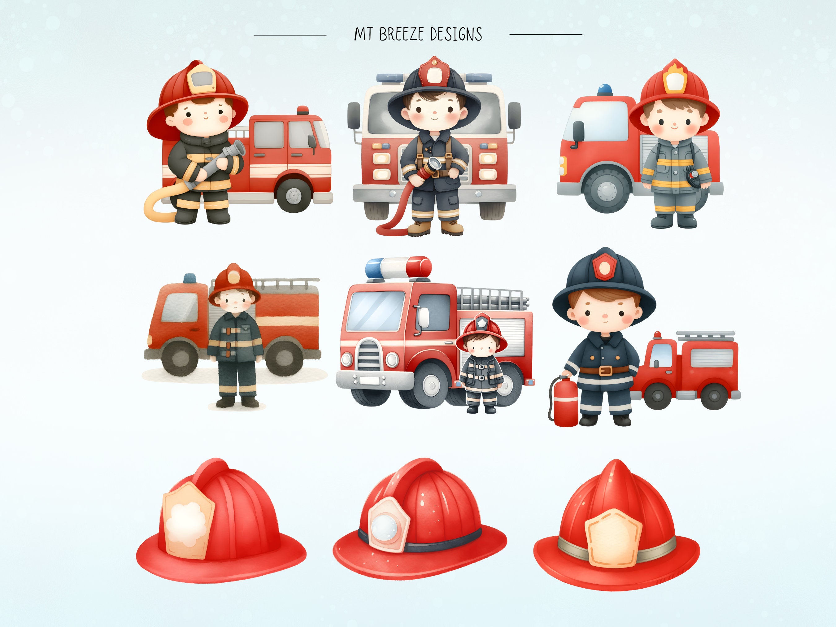 31 Fire Trucks Clipart Set Fire Engine and Fire Fighter Clip Art PNG ...