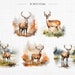Deer Watercolor Clipart Set, High Resolution Woodland Deer and Buck ...