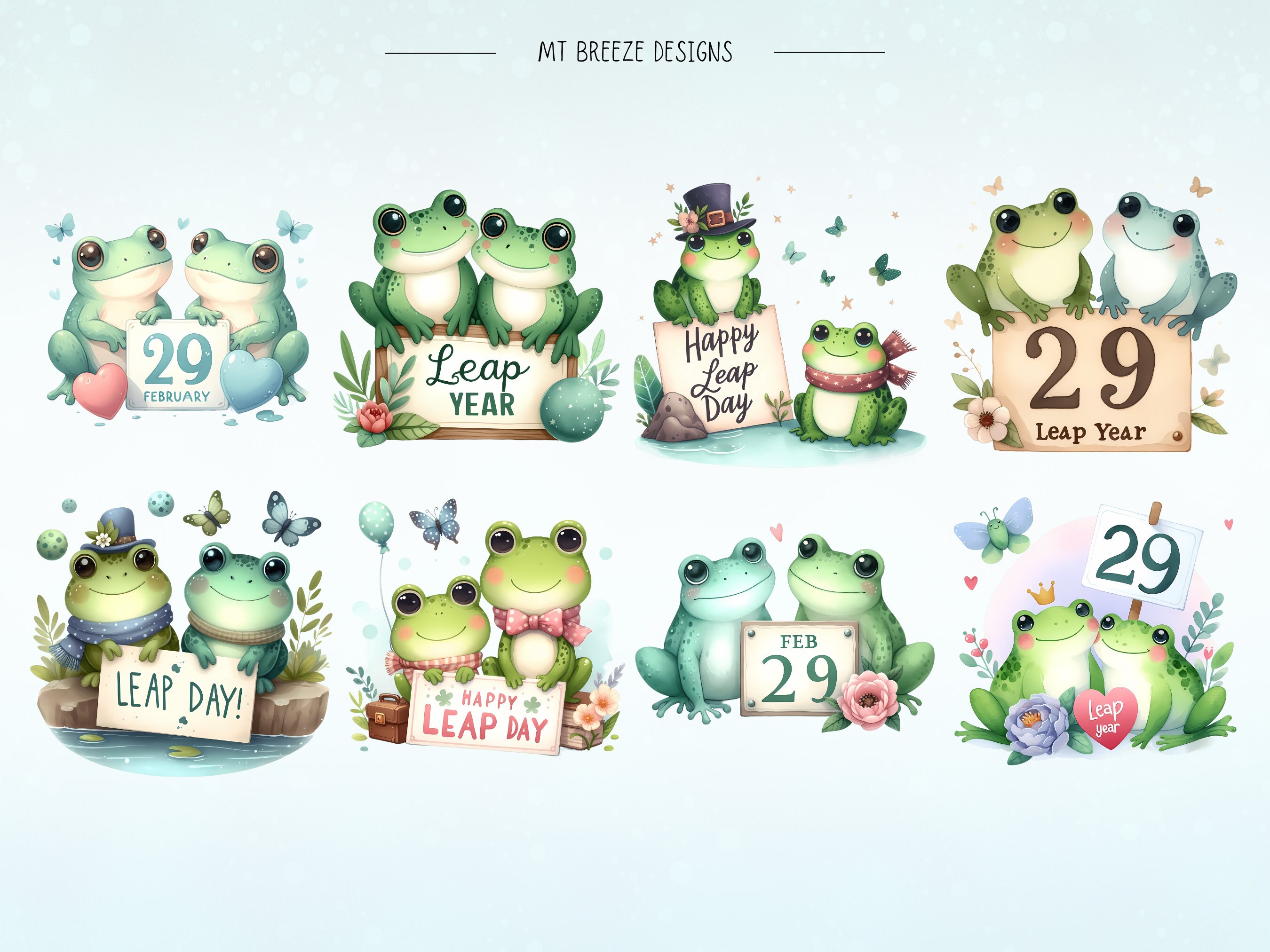 29 Leap Year Clipart Set Leap Day Frog Clip Art PNG Files for Birthday ...