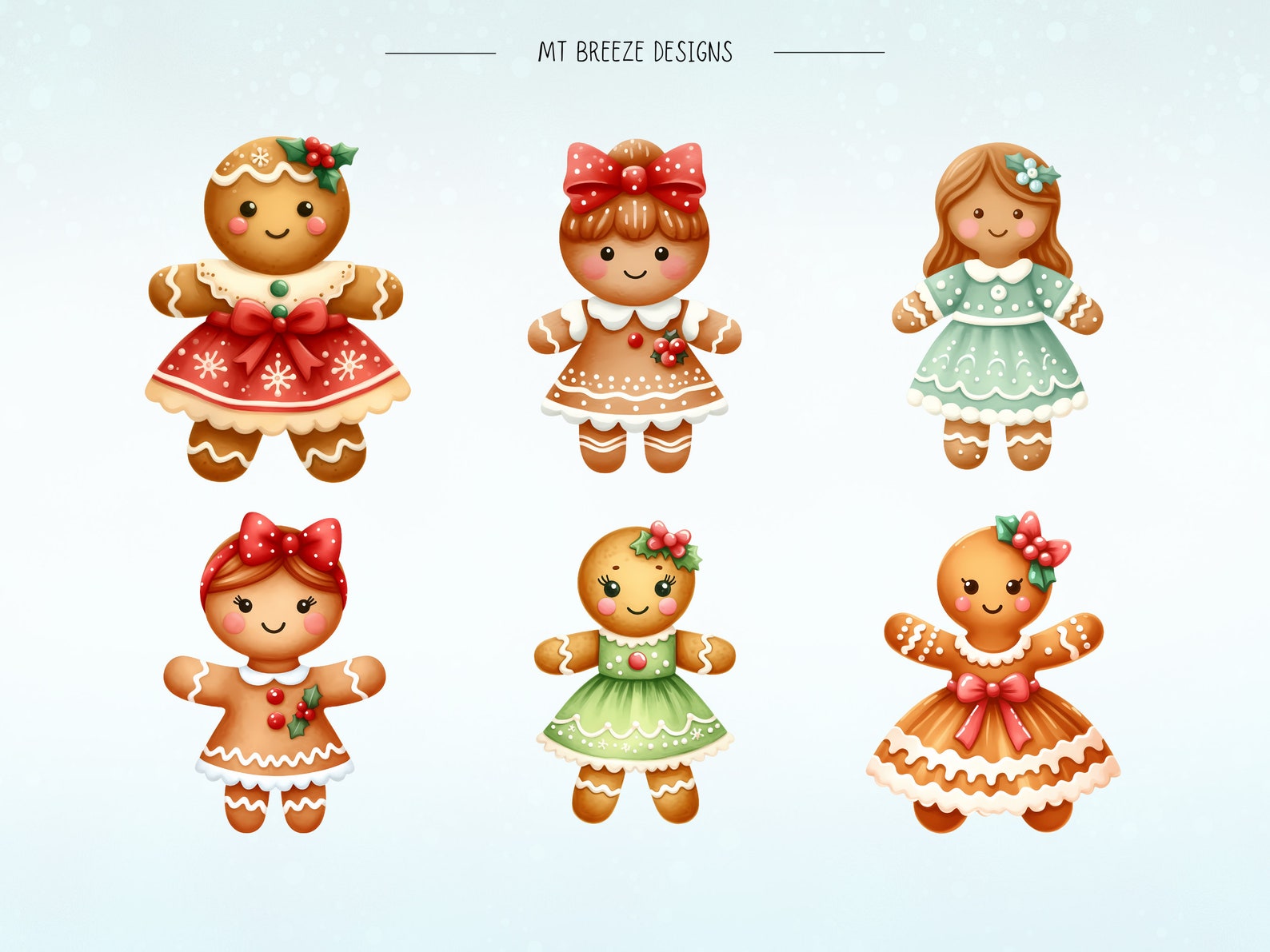 31 Gingerbread Girl Clipart Set, High Resolution Christmas Cookie ...