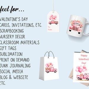 16 Valentine Truck Watercolor Clipart Set, Cute Rustic Truck Clip Art ...