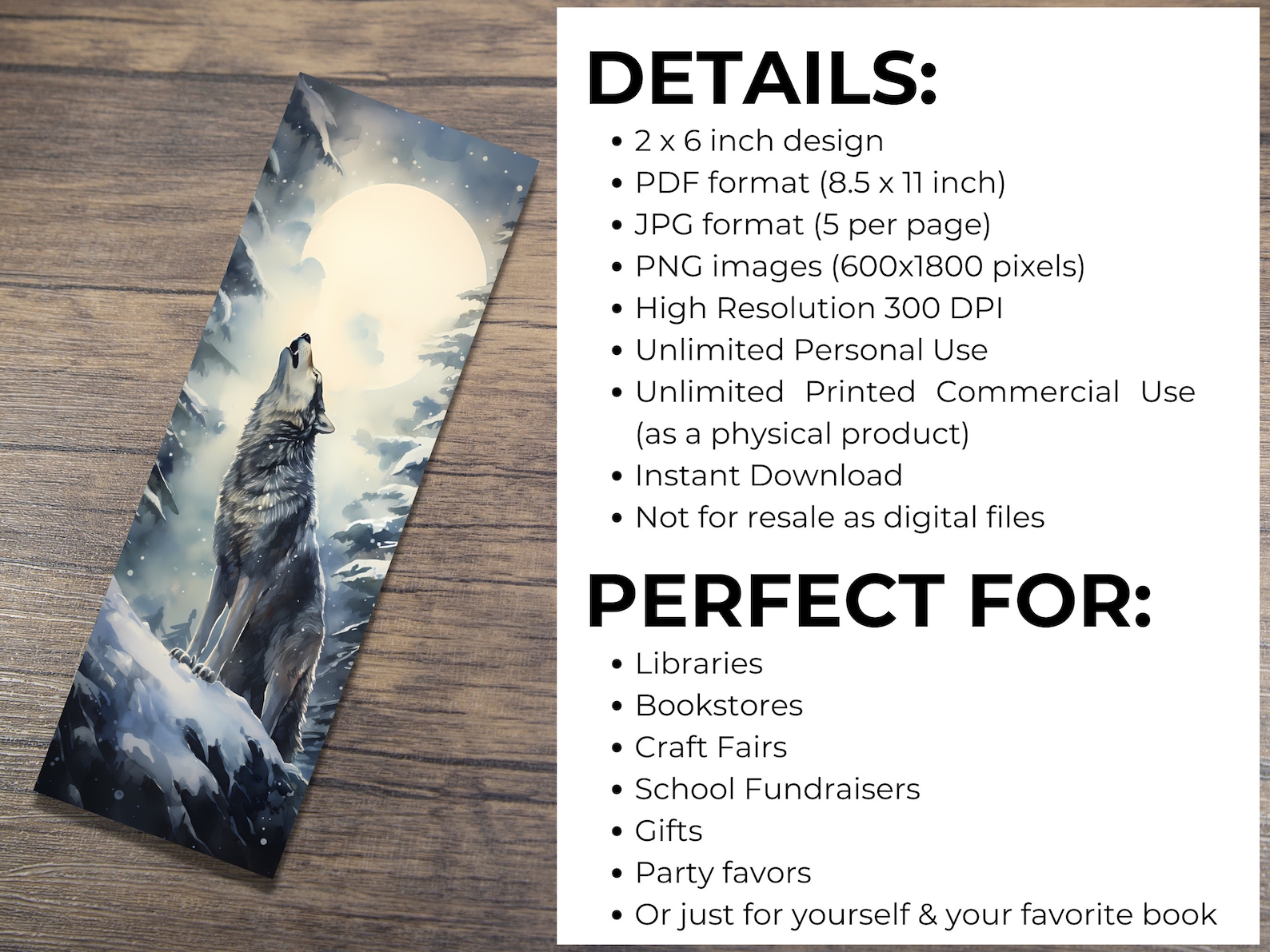 20 Majestic Wolf PRINTABLE Bookmarks, Digital Download Alaska Wildlife ...