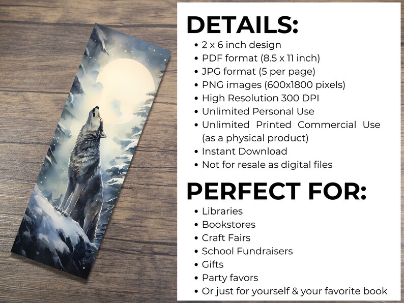 20 Majestic Wolf PRINTABLE Bookmarks, Digital Download Alaska Wildlife ...