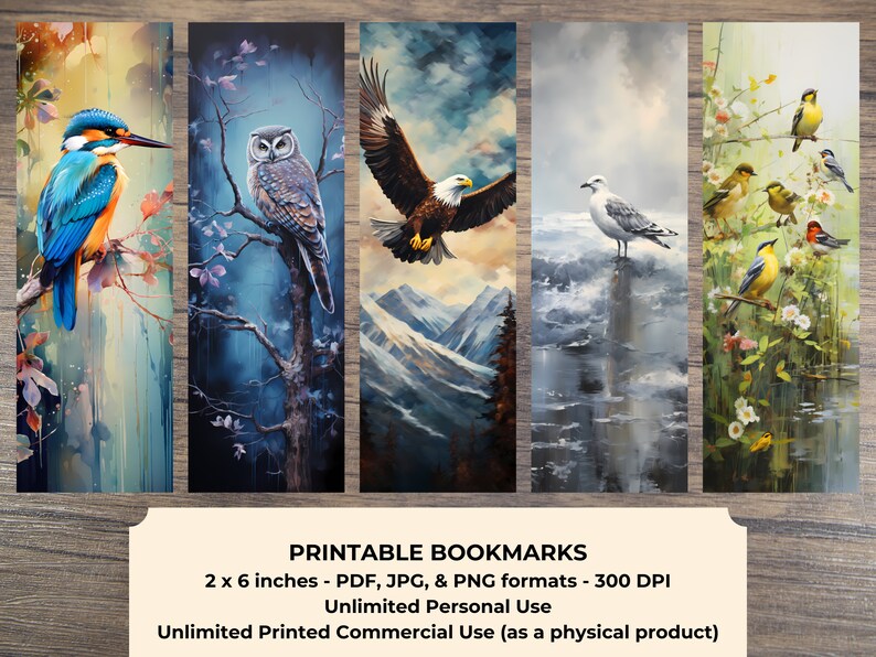 Birds in Nature PRINTABLE Bookmarks High Resolution Digital - Etsy